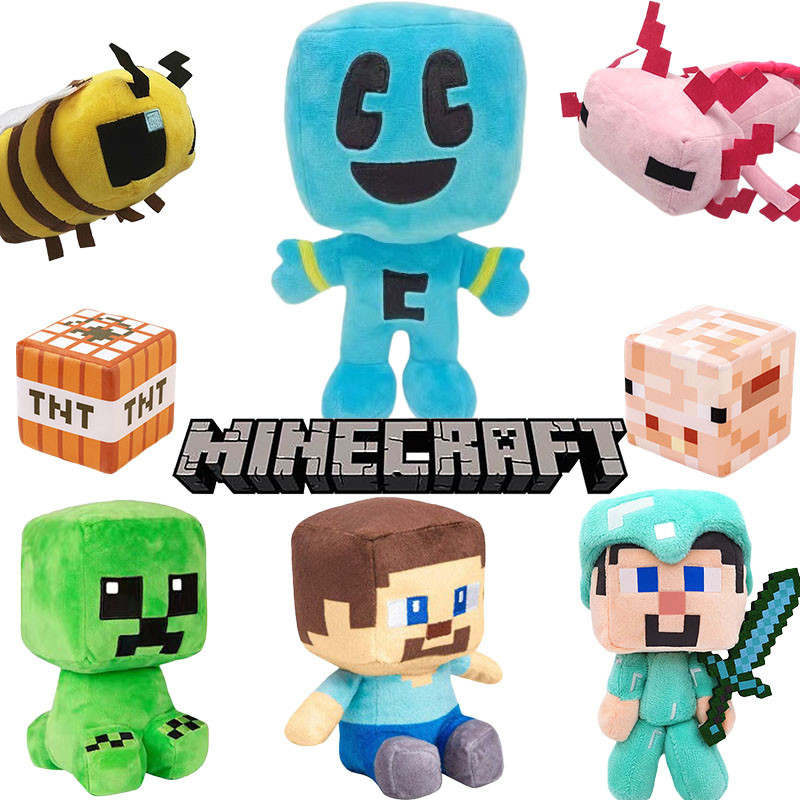 Stuffed Toys Minecraft Steve Plush Doll Game Minecraft Axolotl Creative ...