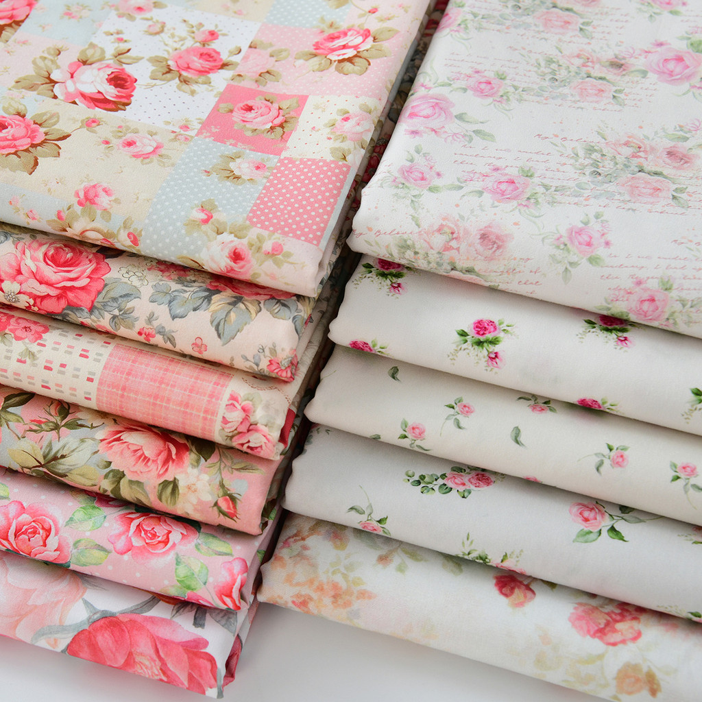 Fragmented Rose thin poplin Cotton Fabric Patchwork Sewing Quilting ...