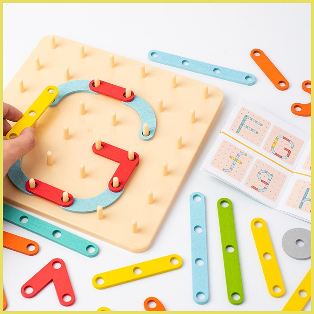 Peg Board for Kids Colorful Wooden Multiple Shape Board School Supplies ...