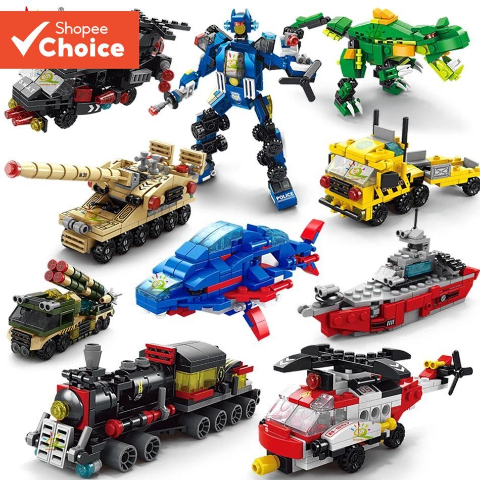 6 in 1 City Engineering Police Car Truck Building Blocks Tank ...