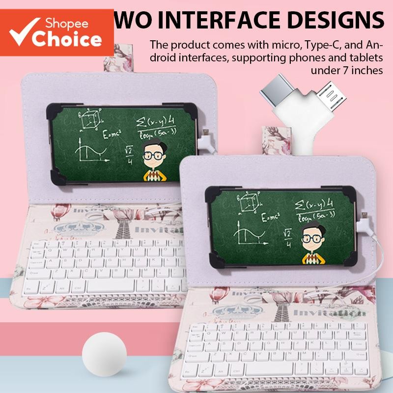 Portable Type-C/Micro-Usb Wired Keyboard Mouse Set with Leather Cove ...