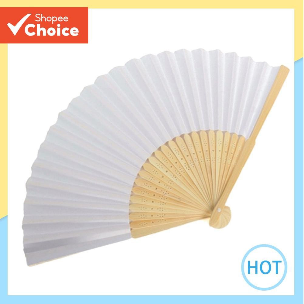 Blank White DIY Paper Bamboo Folding Fan for Hand Practice Calligraphy ...