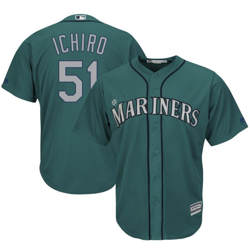 Man Seattle Mariners 51 Ichiro Suzuki Baseball Jersey Green White Grey ...