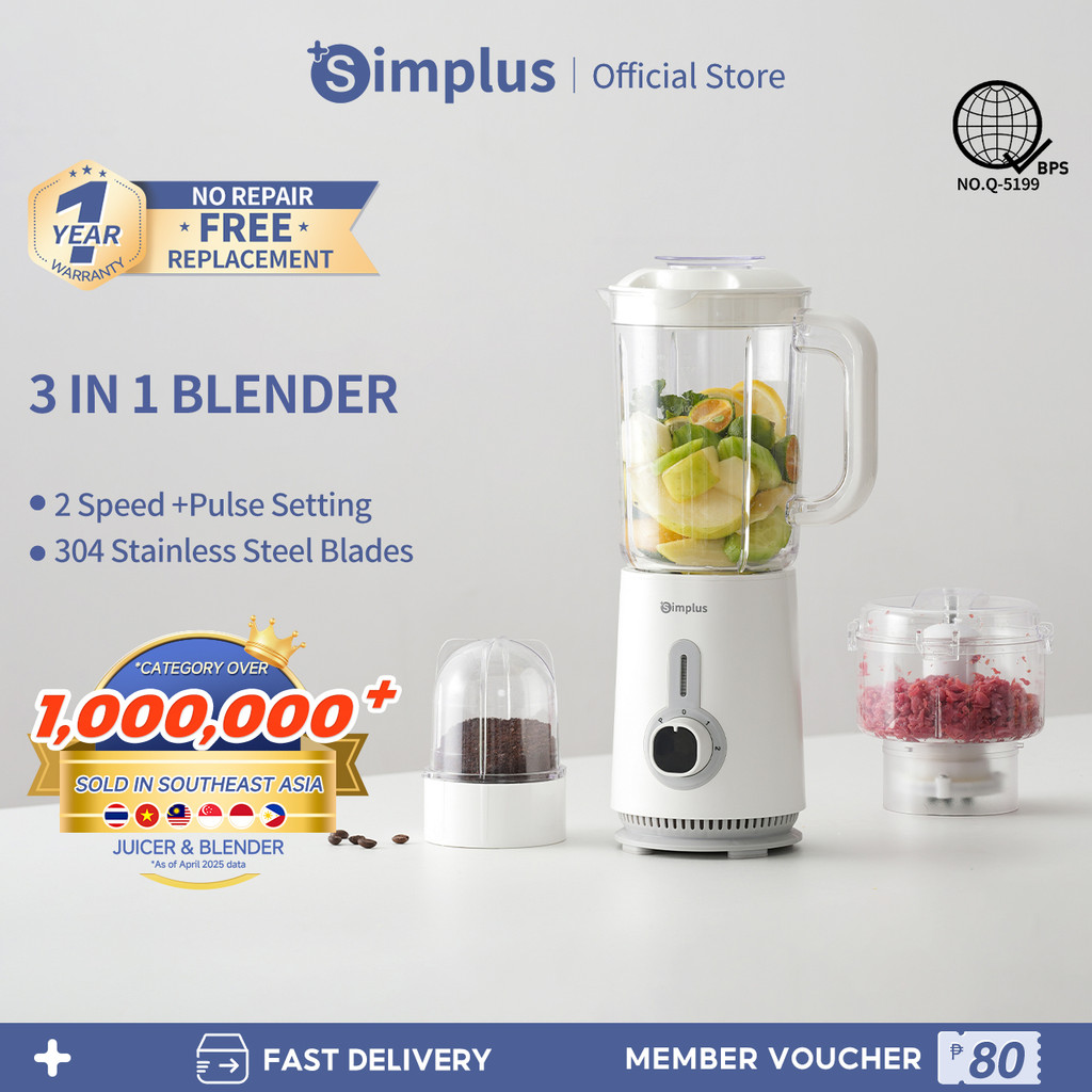 Simplus Blender 3 in 1 Food Processor Multi-functional Juicer Meat ...