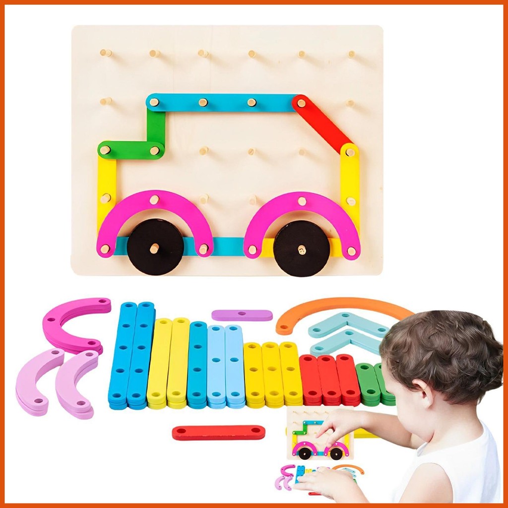 Wooden Pegboard Toys Educational Shape Matching Puzzle Creative ...