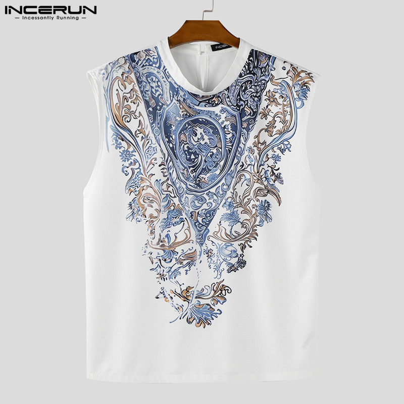 INCERUN Men's Fashion Ethnic Floral Design Sleeveless Vest Tanks ...