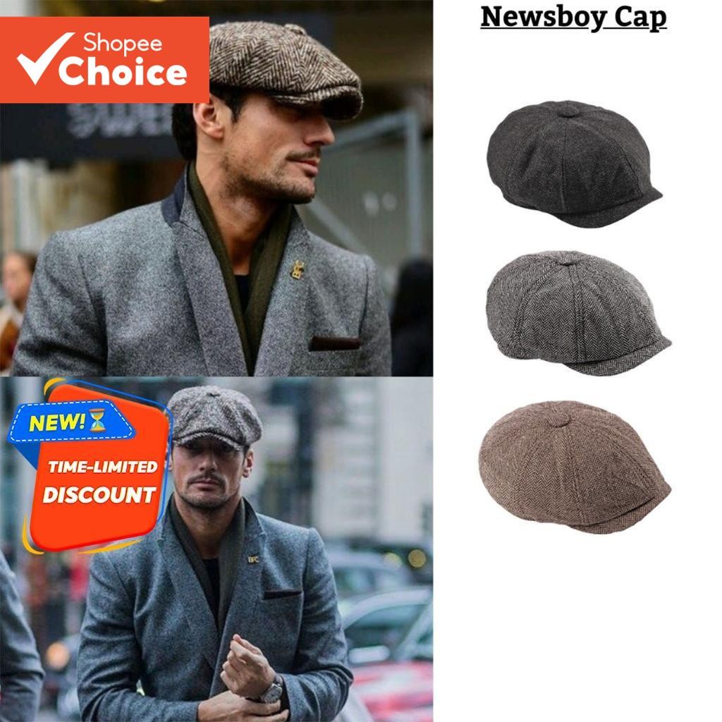 Men Men's Beret Newsboy Hat Flat Top Hat Retro Retro Hat Men's Tweed ...