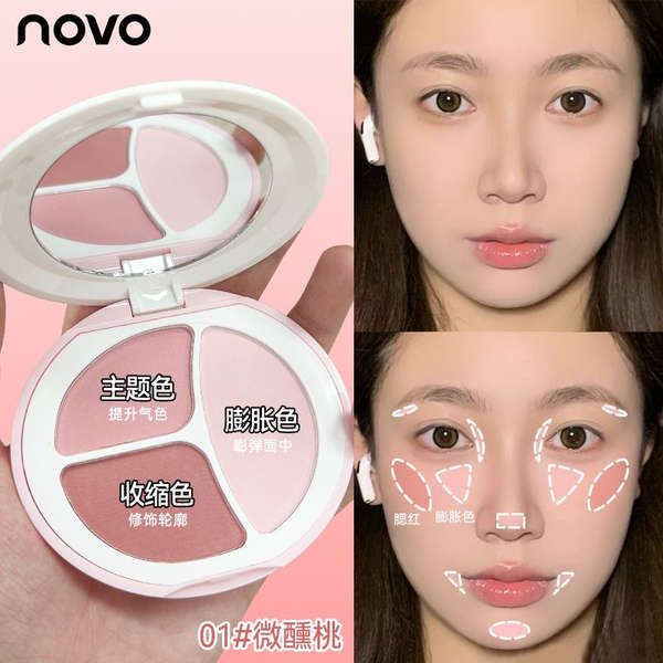blush on powder blush on squad cosmetic Novo Blush Palette Three-Color ...