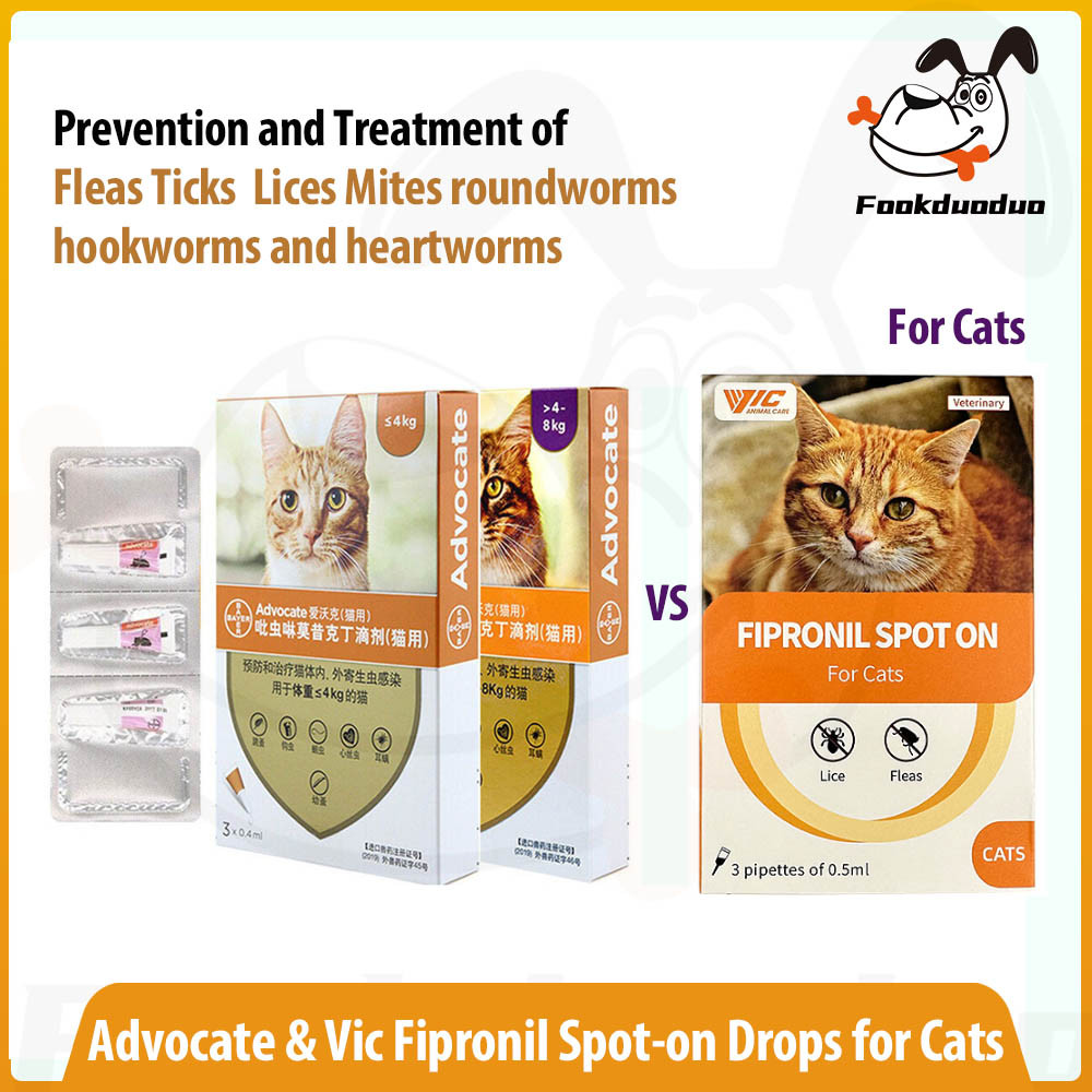 Advocate Spot-on Solution & VIC Fipronil Drops for Cats Flea Ticks and ...