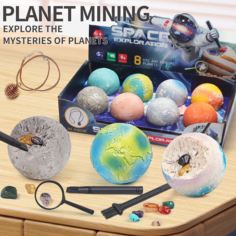 8 Planets Excavation Gemstone Kit STEM Science Activity Toy with Safe ...