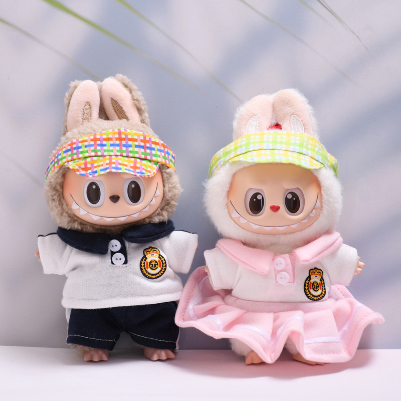 17cm labubu dolls clothes Pendant labubu clothes Preppy Style Skirt T ...