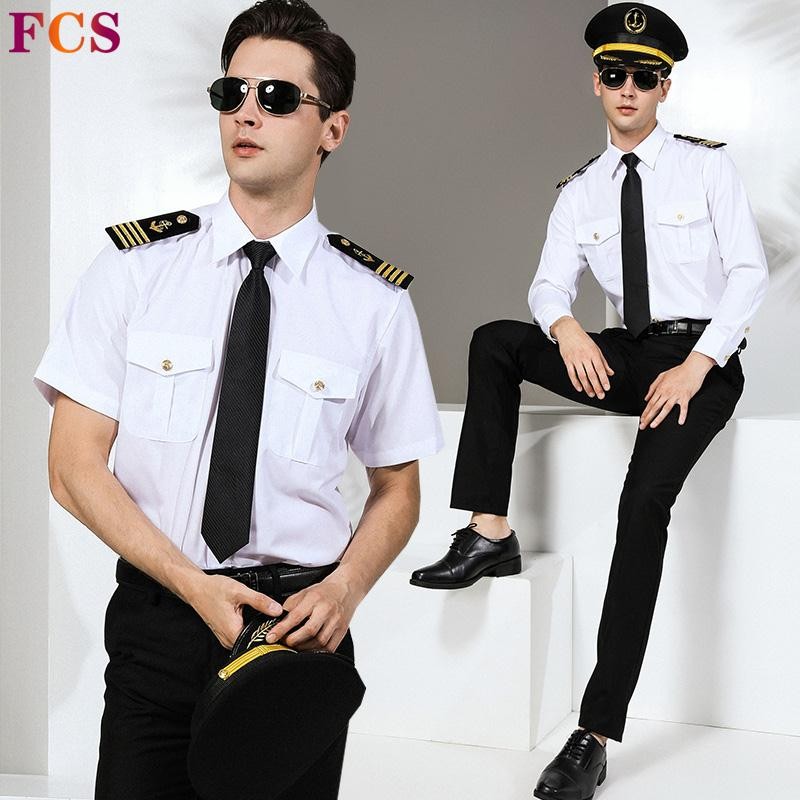 Uniform Crew Uniform Shirt Pilot Men's Shirt Summer Clothes Handsome ...