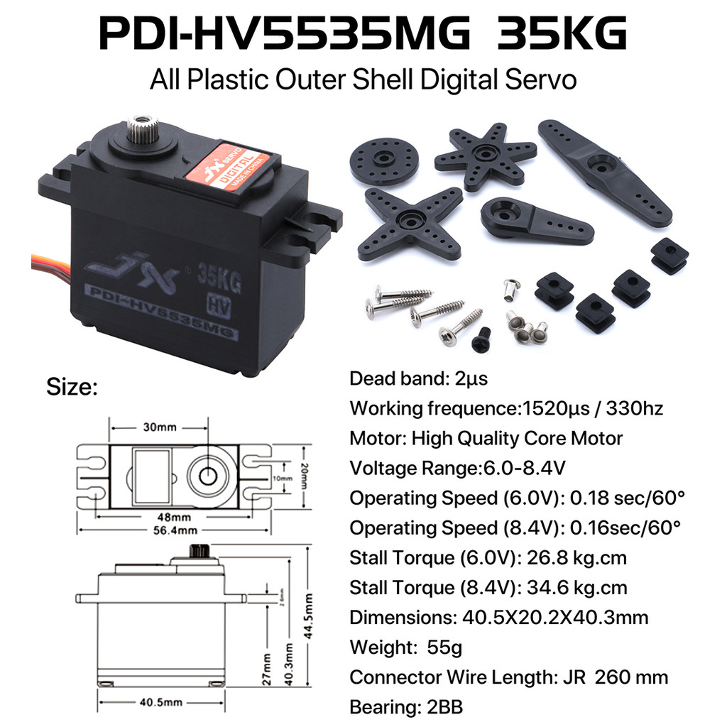 JX RC Servo Digital Core Servo Brushed Servo High Torque Metal Gear ...