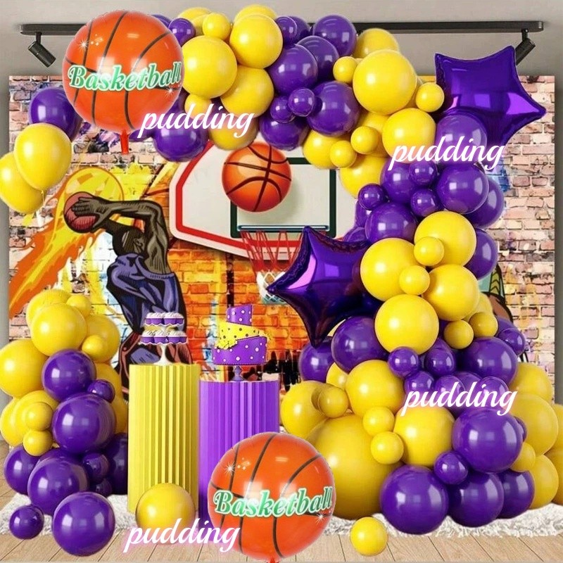 NBA Lakers team Basketball Themed Arch Garland Balloon Kit for Birthday ...
