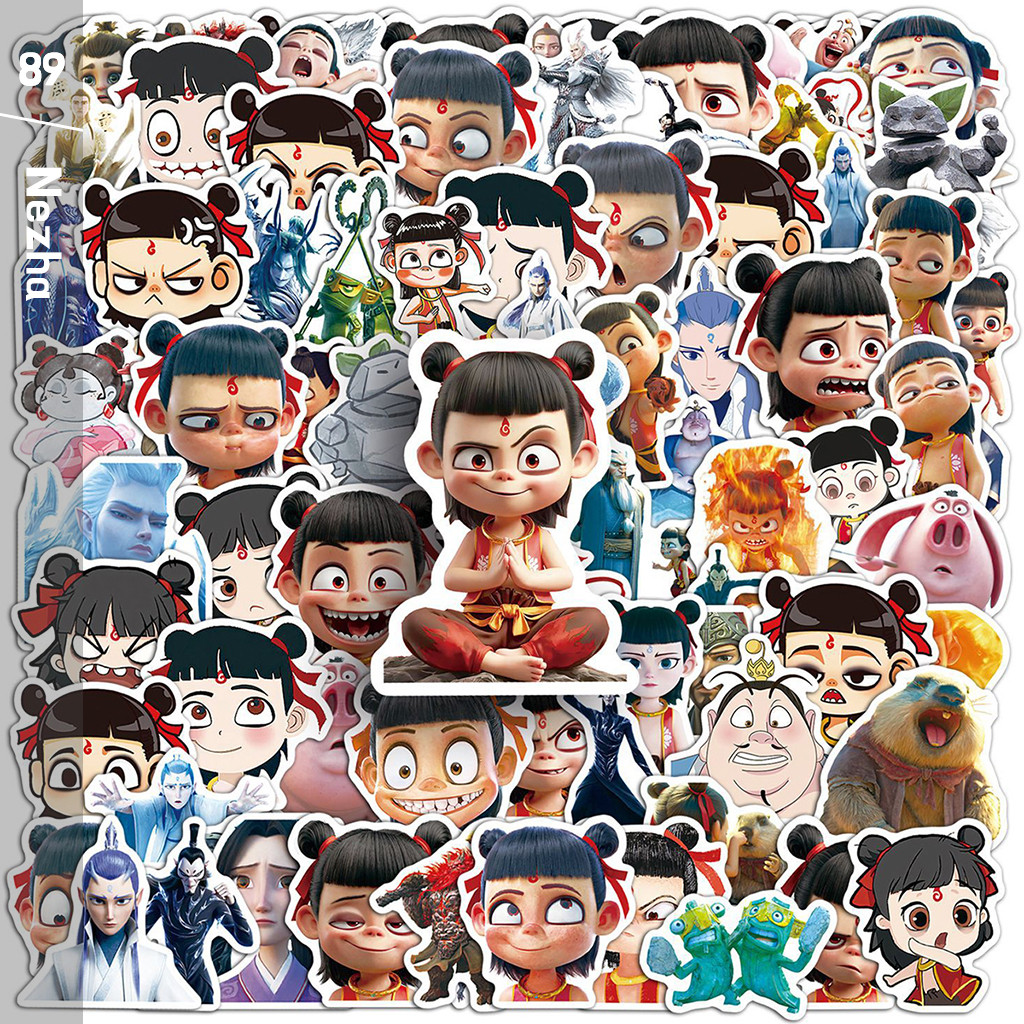 Y&P| Nezha Stickers Set Cartoon Graffiti Waterproof Decals Pack, 89 pcs ...