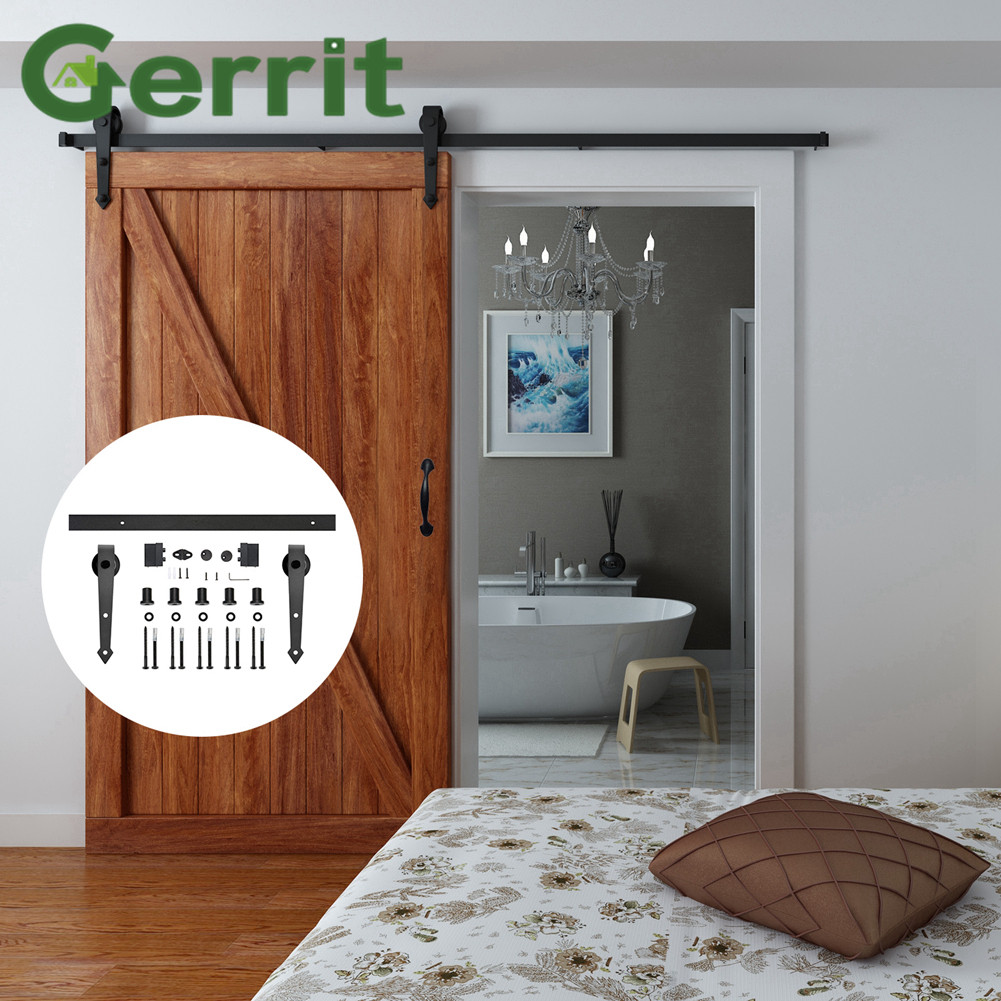 5/6/6.6/8FT Carbon Steel Arrow Black Sliding Barn Door Hardware Track ...