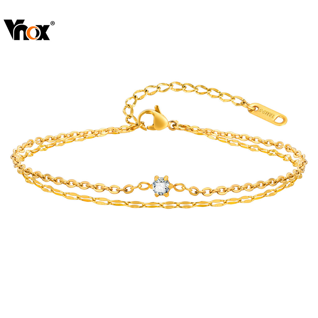 Vnox 18k Gold Anklet for Women, Stainless Steel Adjustable Length ...