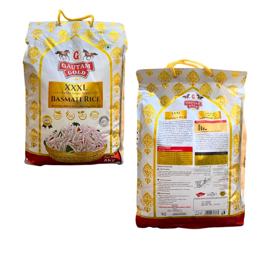 Gautam Gold XXXL 5kg – Authentic Extra Long Aged Basmati Rice | Shopee ...