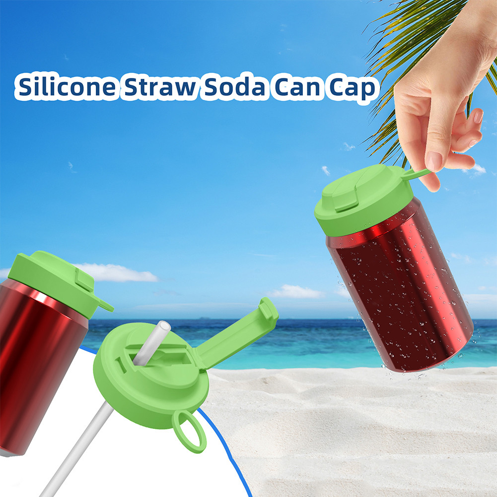Beverage Can Cover with Straws Silicone Dustproof Beer Can Toppers ...