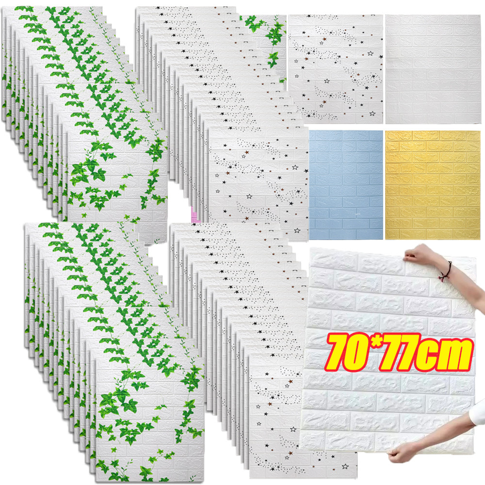 5/10/20Pcs 3D Brick Pattern Wall Sticker / Soft Foam Brick Wallpaper ...