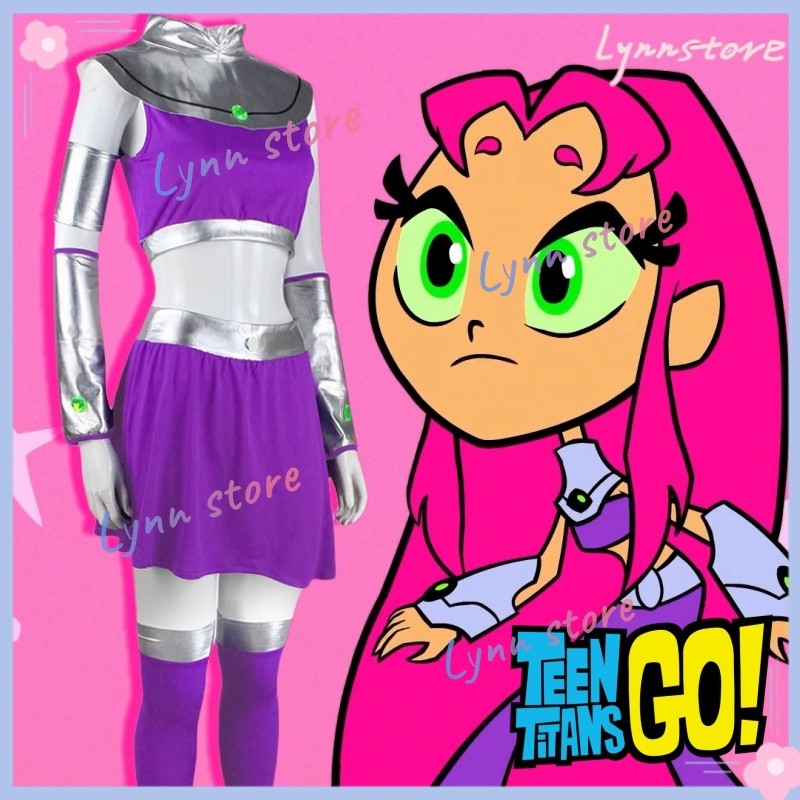 Cartoon TEEN TITANS STARFIRE Cosplay Costume Princess KORIAND'R ...