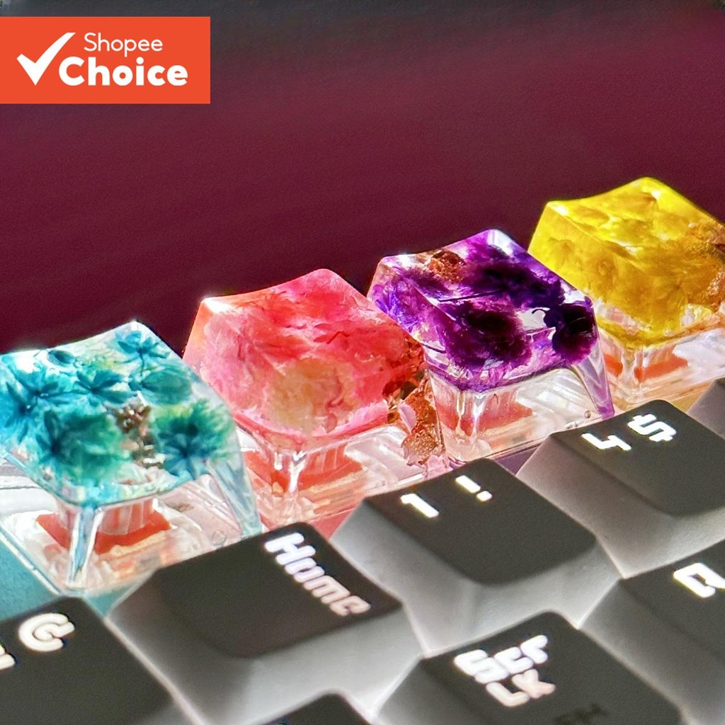 1Pcs Red Yellow Blue Purple Pink Big Baby's Breath Keycaps Pink Small ...