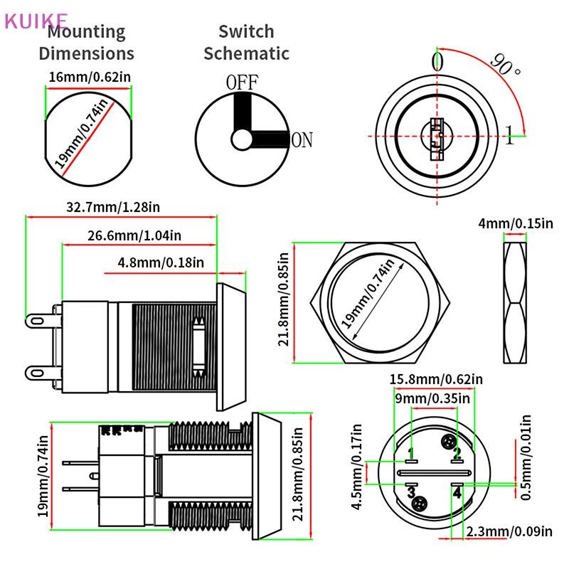 [KUI] 19MM Power Lock 2801 Elevator Lock Key Switch Electronic Lock ...