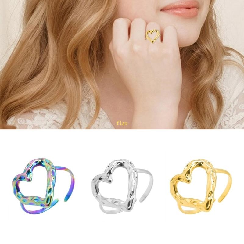 flgo Love Statement Rings Stainless Steel Adjustable Finger Band For ...