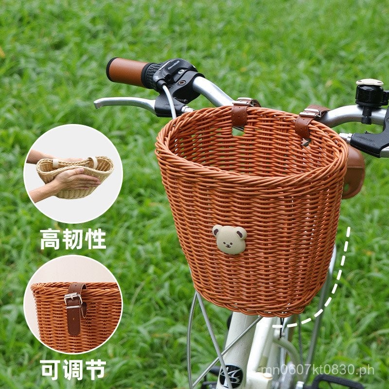 With Woven Basket T Front Car Retro Bicycle Basket Basket Basket ...