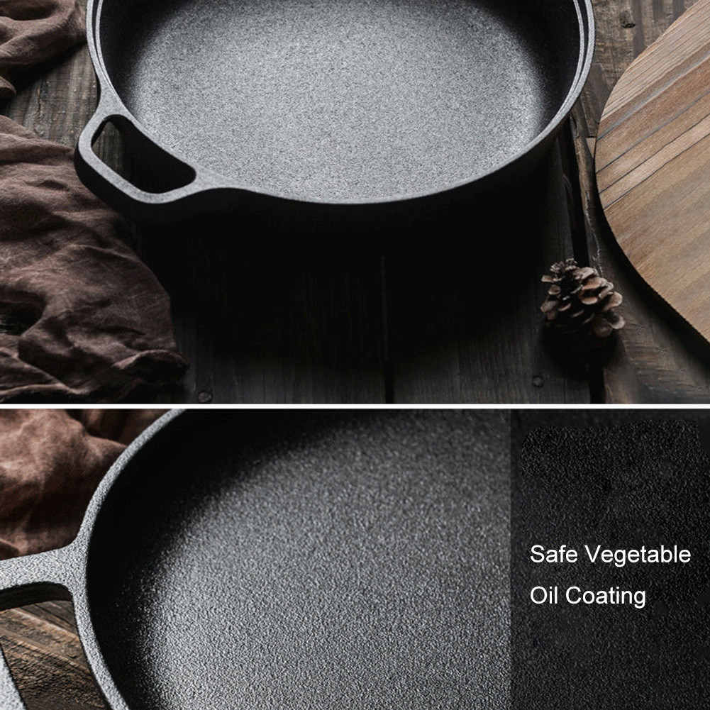 Cast Iron Round Griddle For Crepes And Pizza with Dual Handles Non ...