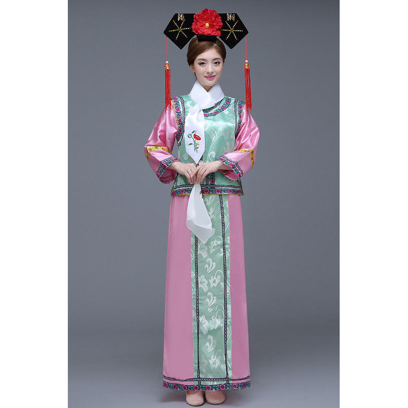 Qing Dynasty Ancient Costume Checkered Costume Female Palace Full ...