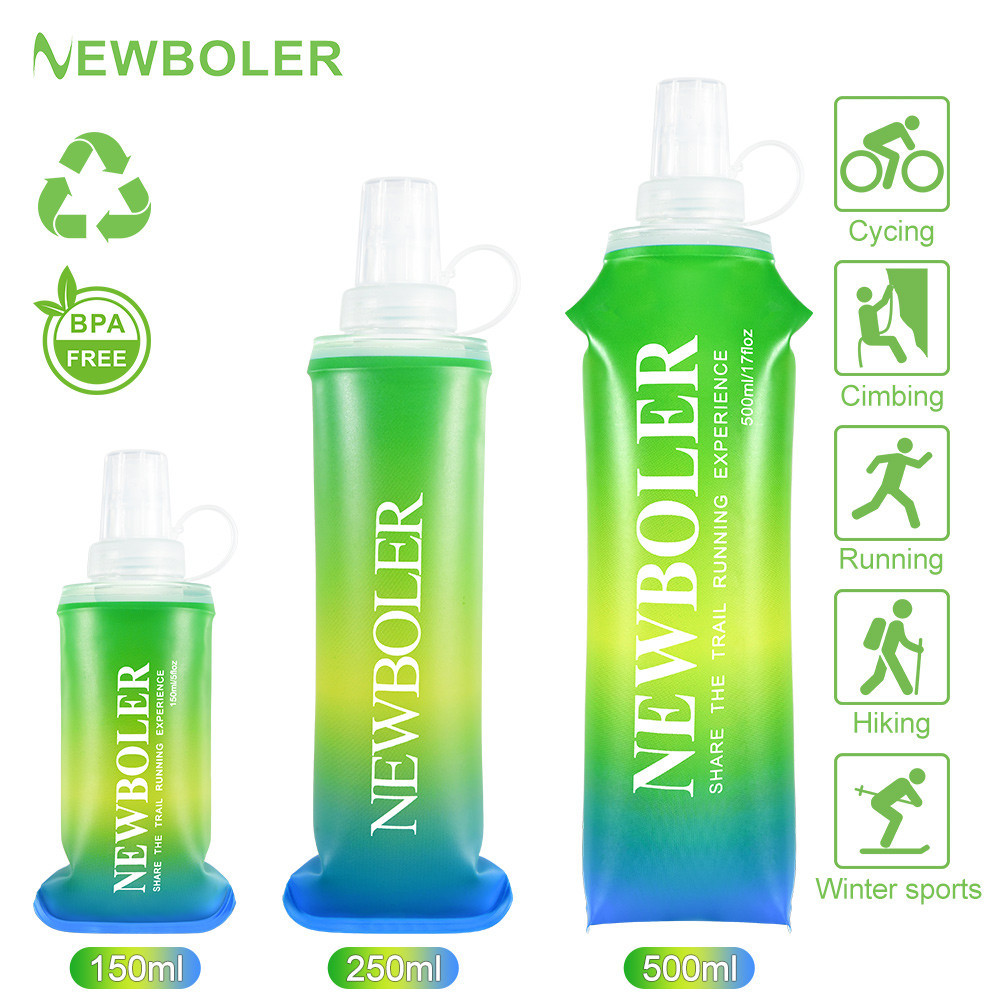 NEWBOLER 150ml 250ml 500ml Gradient Color Soft Flask TPU Silicone Foldable Water Bottle Outdoor ...