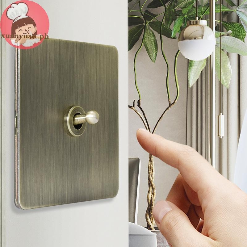 XUAN Retro Eu Metal Panel Wall Toggle Light Switch Socket,Bronzed ...
