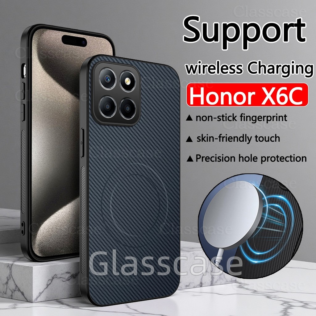 Honor X6C 2025 Case, Carbon Fiber Pattern, Magnetic, Lens Full ...