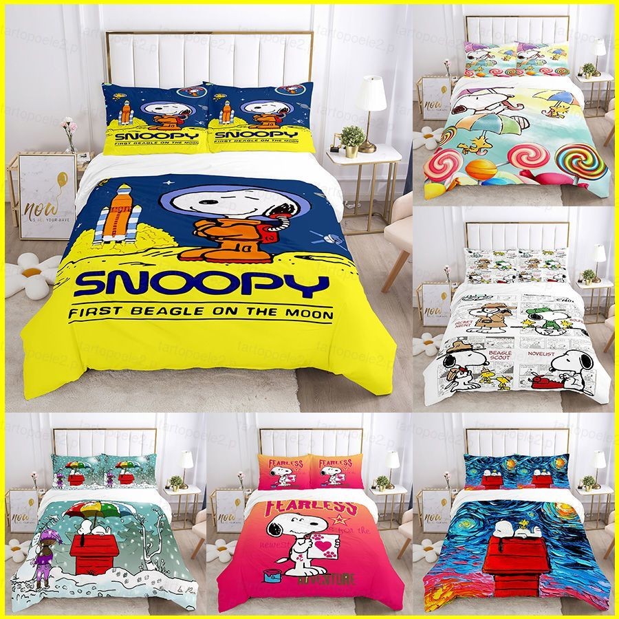 ST2 Cute Snoopy Quilt Bedsheet Set Single Size Duvet Quilt Cover Home ...