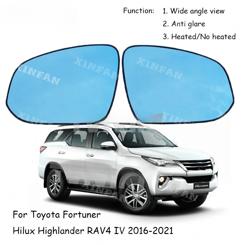LY 1 pair Side Rearview Mirror Blue Glass Lens For TOYOTA FORTUNER ...