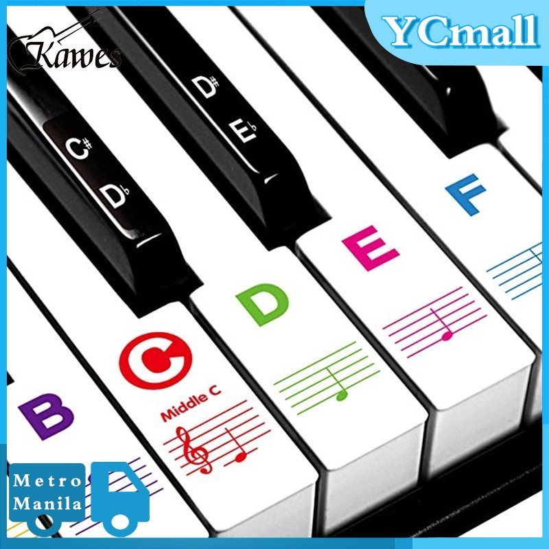 Piano Keyboard Stickers Key Piano Sticker For Beginners Notes Notation ...