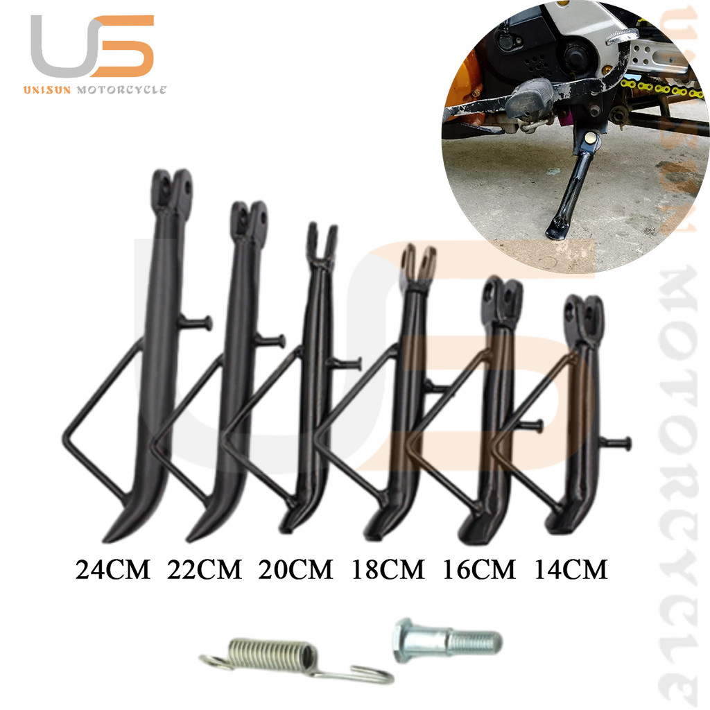 Motorcycle Universal Side Stand With Spring Bolt Black 14cm 16cm 18cm ...