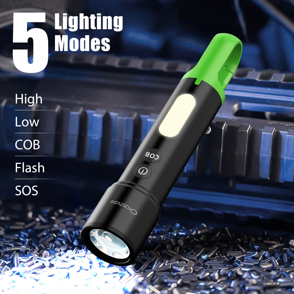 OL03 Rechargeable Flashlight COB Super Bright Torch Light LED Camping Light With Hook | Shopee ...