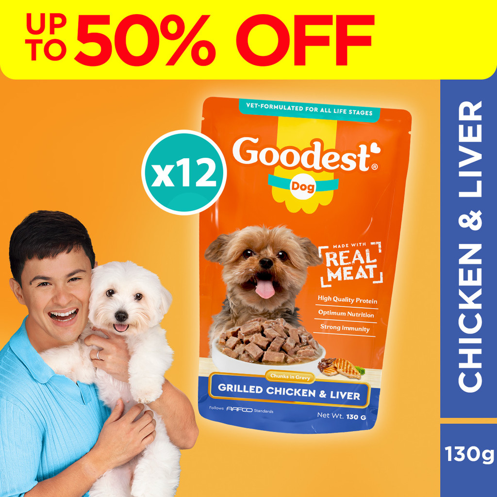Goodest Dog Grilled Chicken and Liver Pack of 12 Wet Dog Food Pouch ...