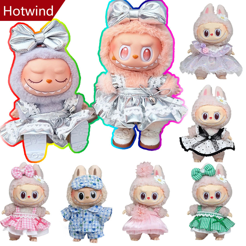 (No dolls)For 17 cm Labubu v1/v2/v3 Doll Fashion Suit Plaid Overall ...
