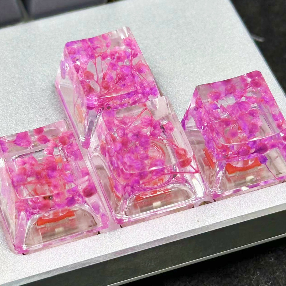 Resin Dry Flowers Keycap Novelty Artisan Keycap Handmade Translucently ...