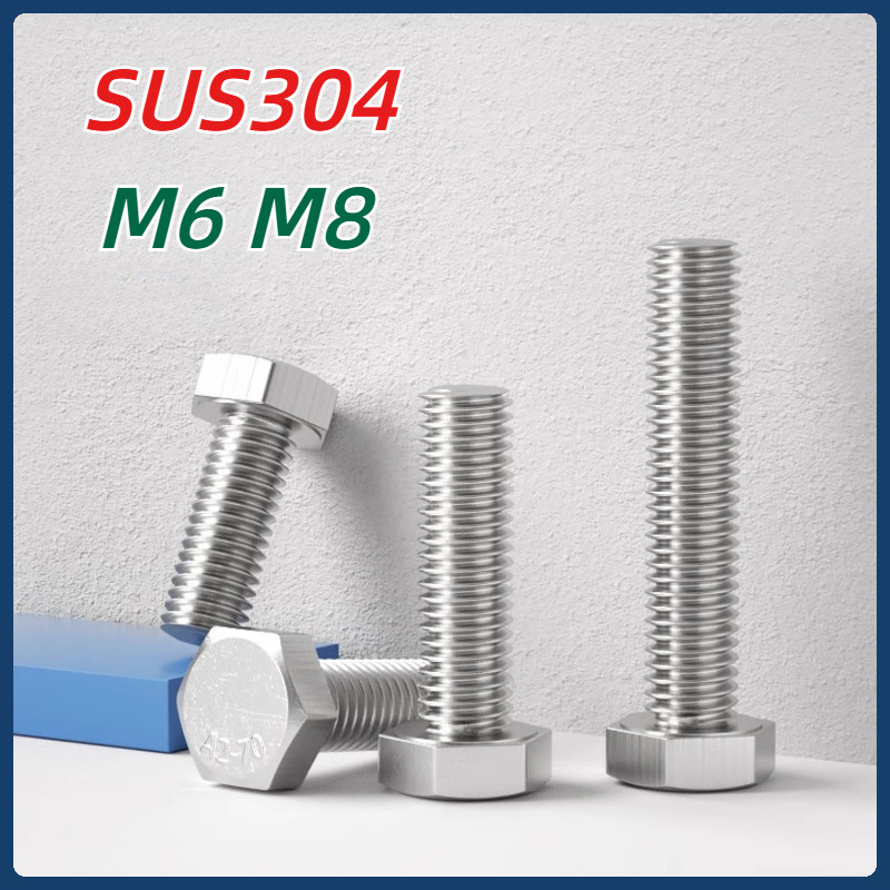 [MX1] 304 Stainless Steel Hex Head Bolt M6 M8 / Full Threaded External Hex bolts / Full Thread ...