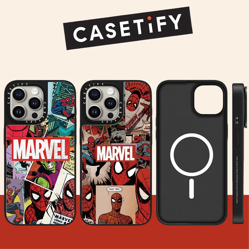 Magnetic MARVEL Comic Spider Man Mirror Hard Phone Case For iPhone 16ProMax 15 14 13 12 ...