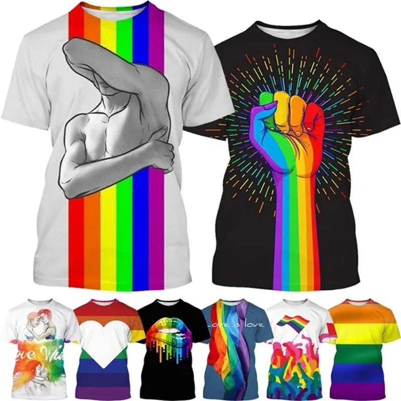 New LGBT Rainbow T Shirt 3D Funny Short Sleeve T Shirt Men And Women ...