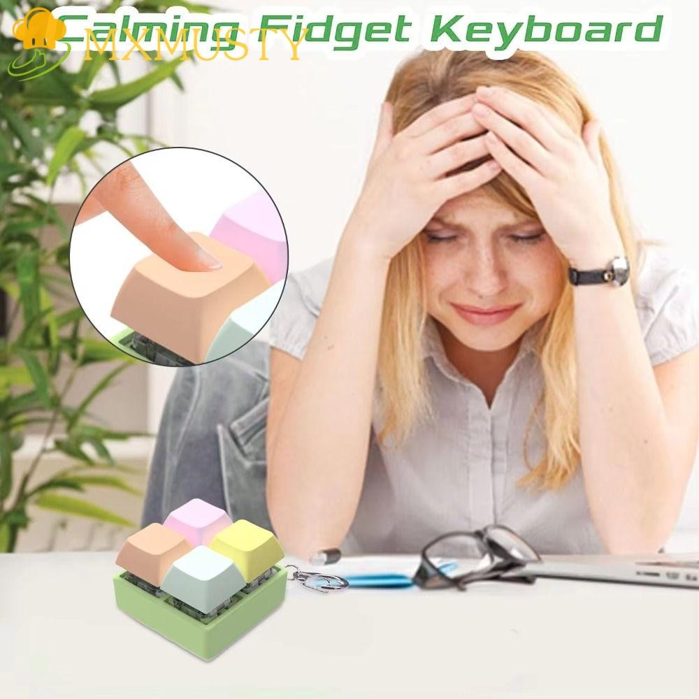 MXMUSTY Keyboard Keychain, 4-button Square Keyboard Caps Toy, Novelty ...