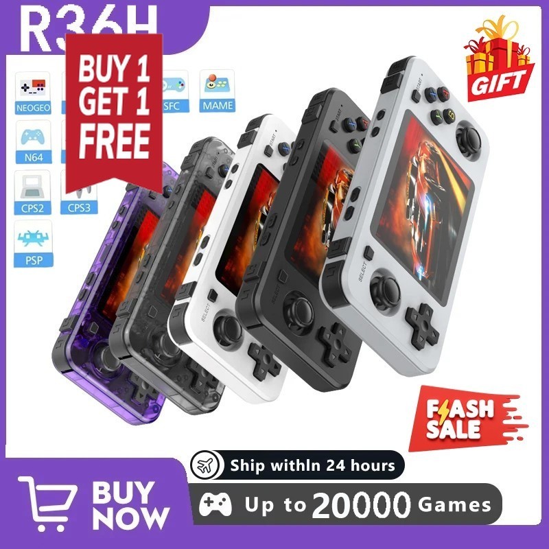R36H Retro Handheld Video Game Console 3.5 Inch IPS Screen 20000+ Games ...