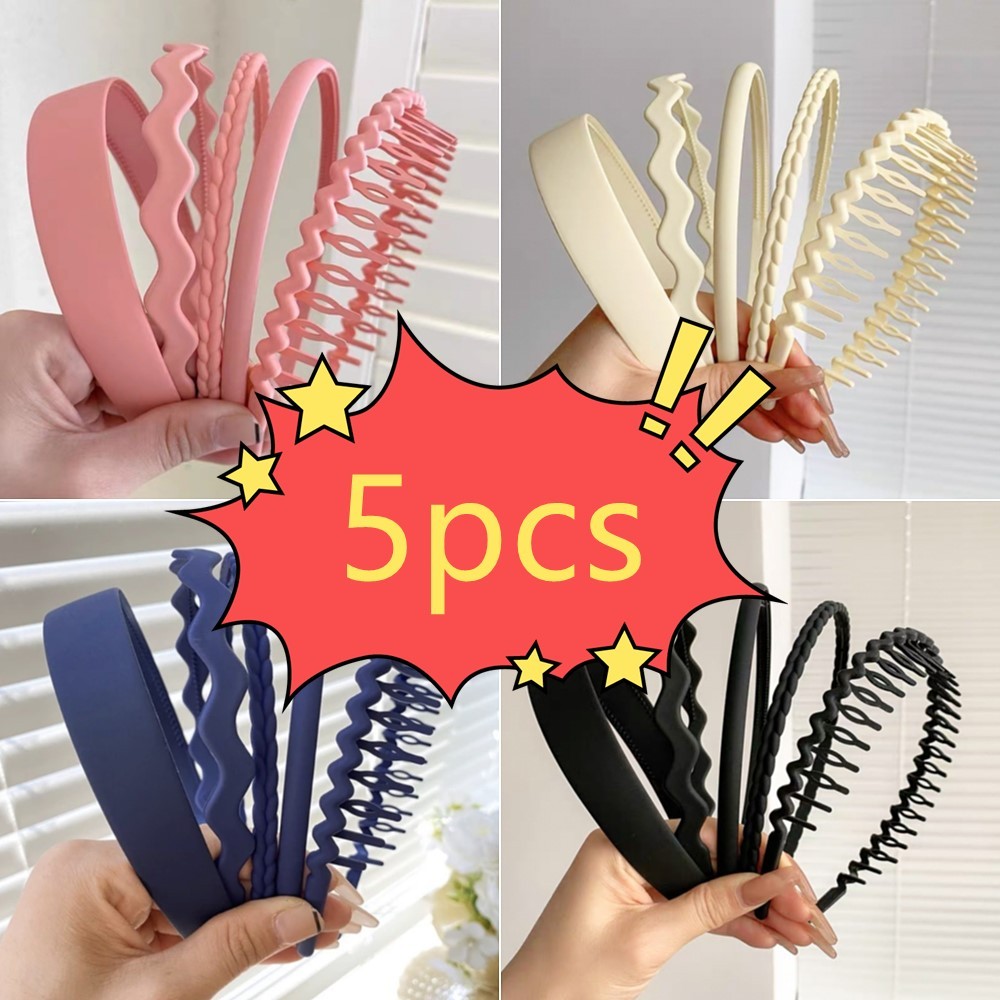 5pcs/set Hair Hoops Women's Outdoor Versatile Face Washing Special Hair ...