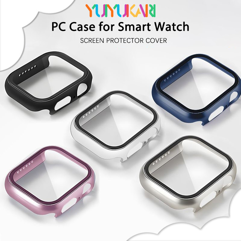 Temepred Glass PC Case Cover for Apple Watch Series 10 9 8 7 6 SE ...