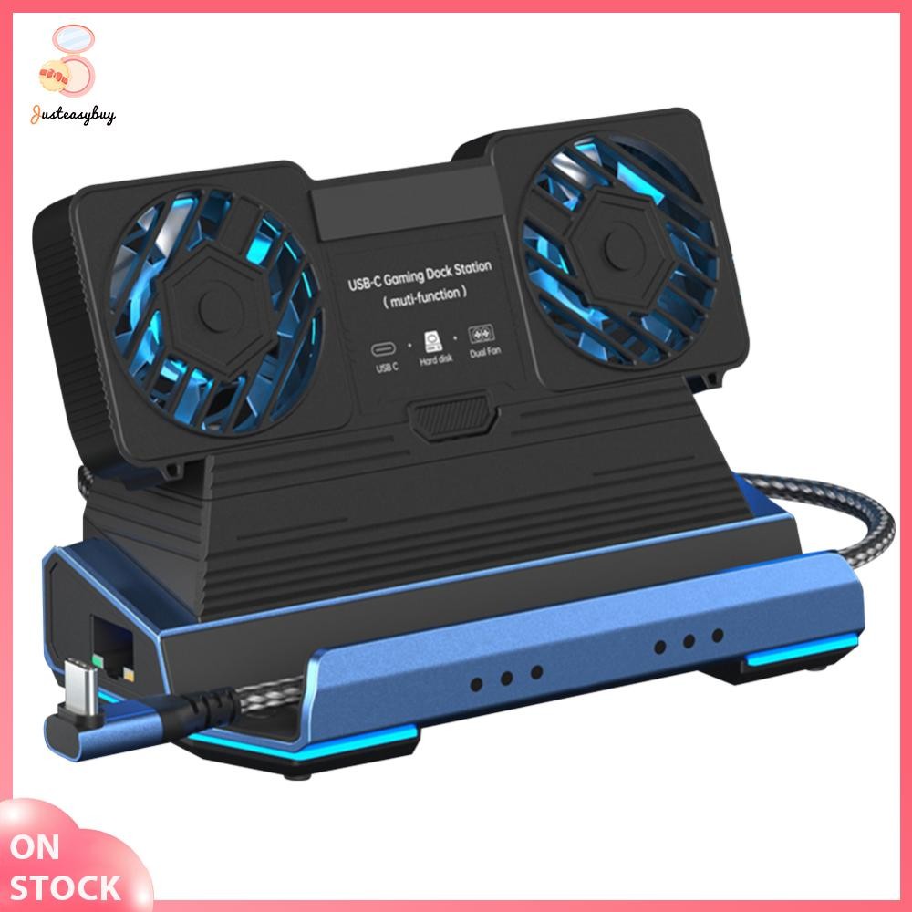 justeasybuy Docking Station Dual Cooling Fan Dock Station 4K@60Hz 4 USB ...